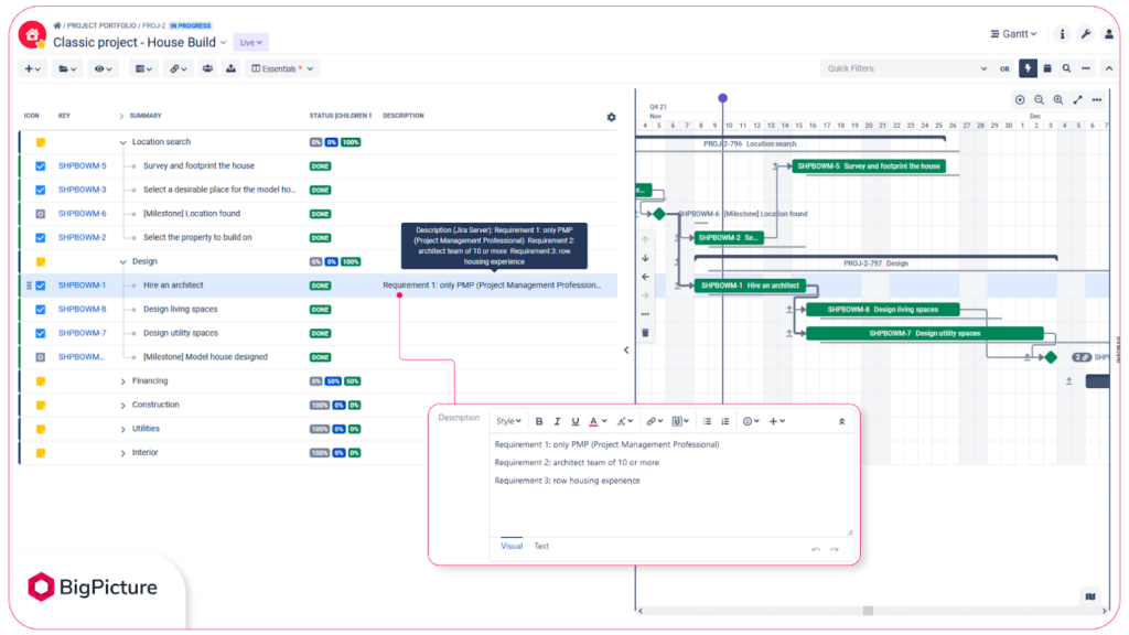 Requirements in BigPicture. How to gather and complete them? (5-min ...