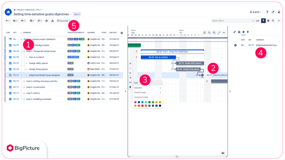 How to set objectives, goals in BigPicture? | BigPicture