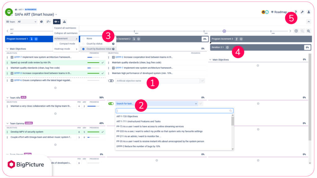 How to set objectives, goals in BigPicture? | BigPicture